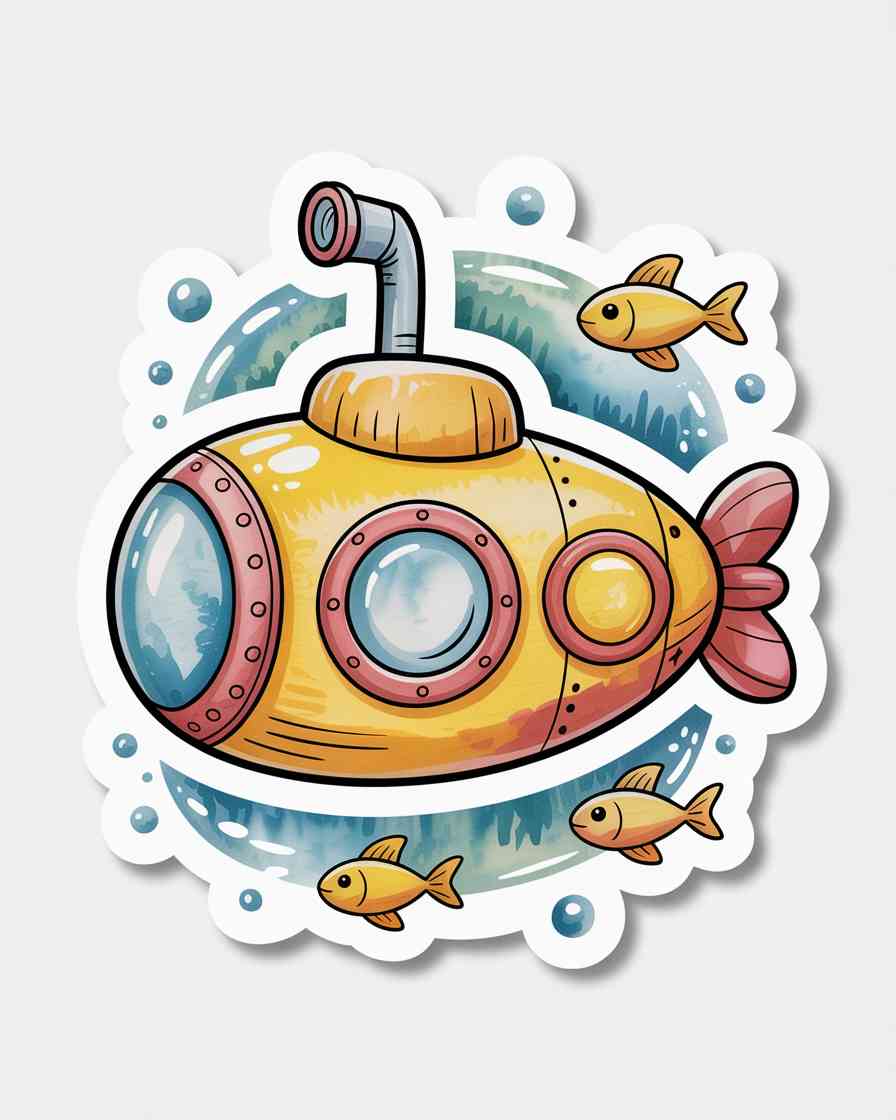 Yellow Submarine Fish Sticker – StickerBee